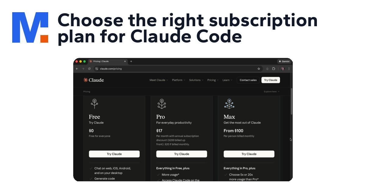 Choose the right subscription plan for Claude Code - Developer Lesson